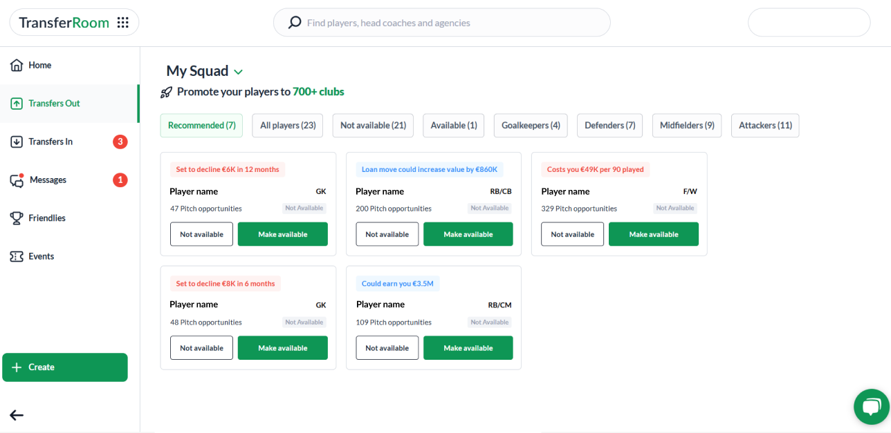 How to make a player available